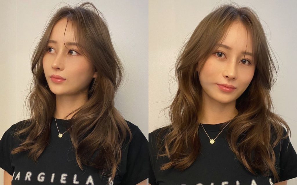 ラテベージュで透明感UP！浮遊感レイヤー＆2WAYバングの色っぽヘア〈プロ直伝ヘア〉 | Oggi.jp