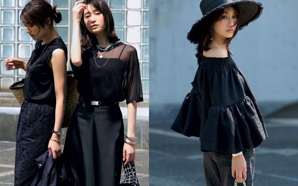 猛暑でも着たいサマーブラック、異素材MIXで「暑苦しい」を回避！ | Oggi.jp